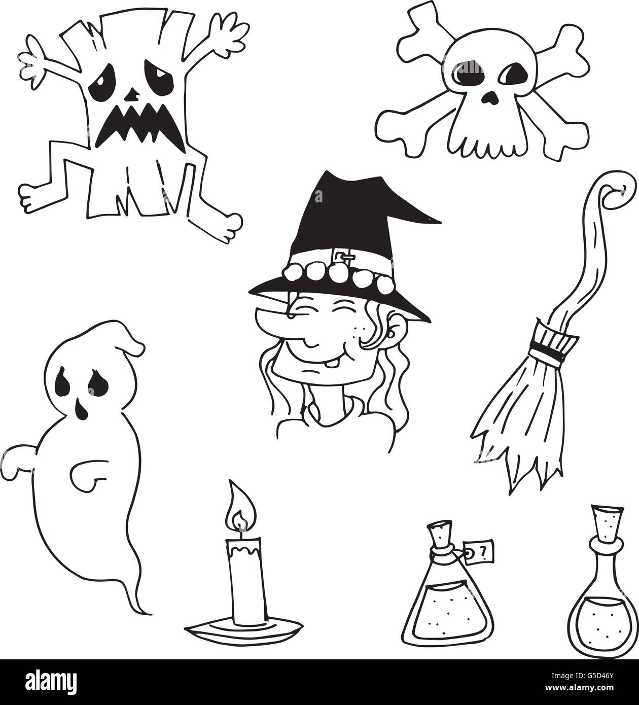Halloween black white doodle Stock Vector Image & Art - Alamy
