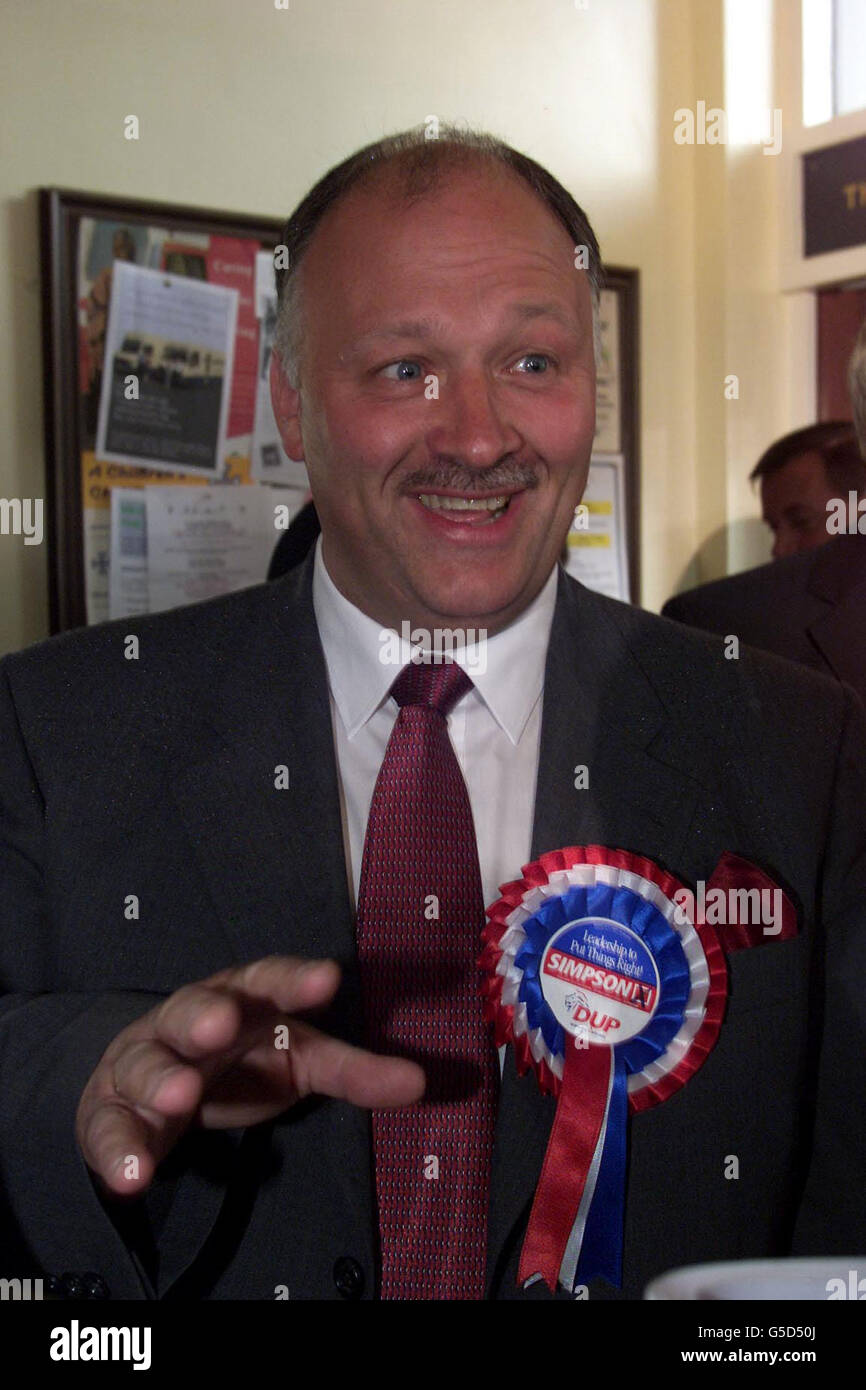 Elections Ulster DUP Simpson Stock Photo - Alamy