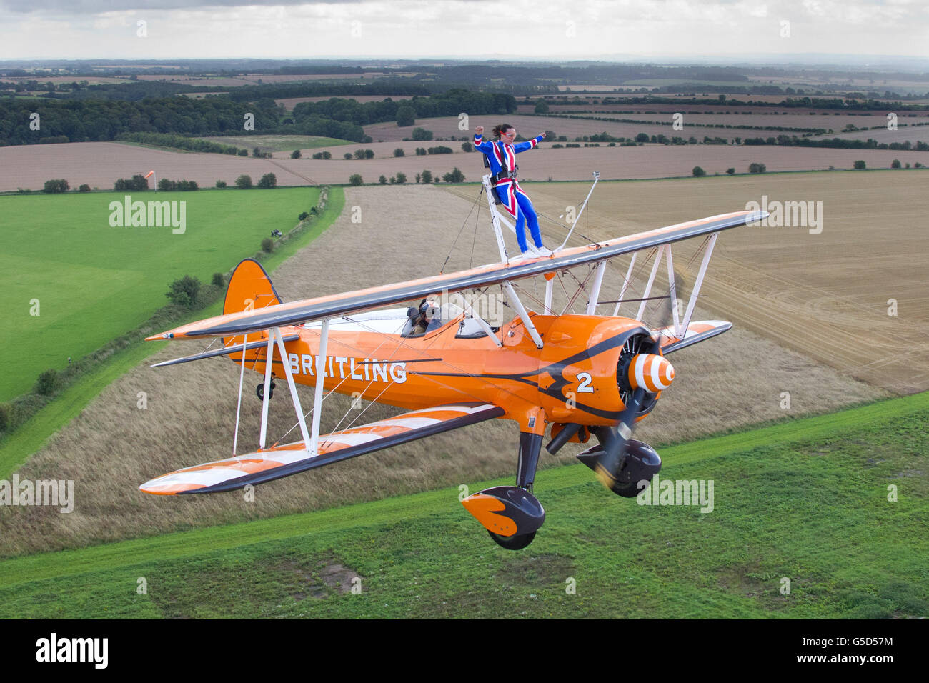 Olympics Bronze medalist Beth Tweddle wingwalking with the Breitling ...