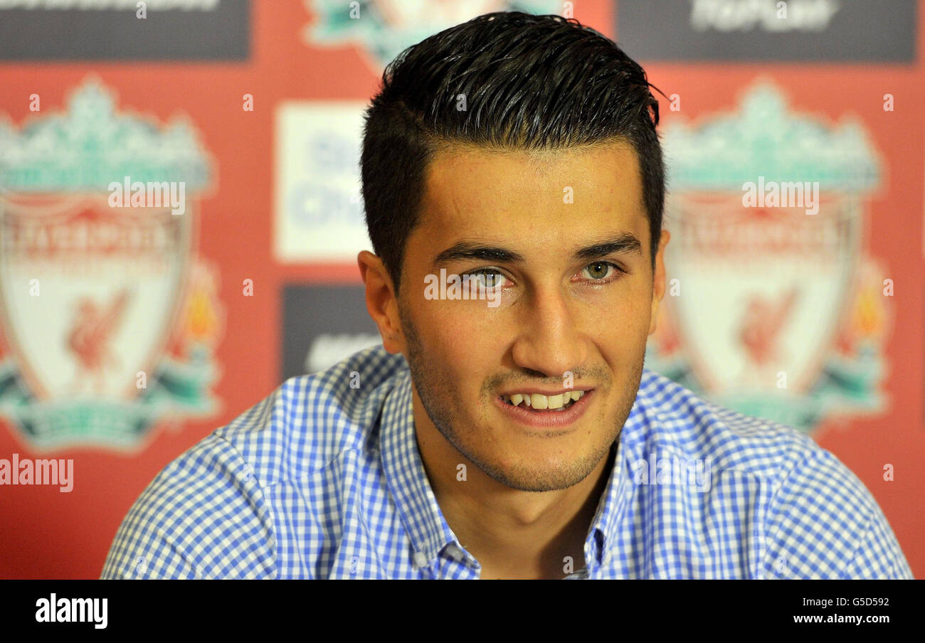 Liverpool's new signing Nuri Sahin speaks during a press conference at ...