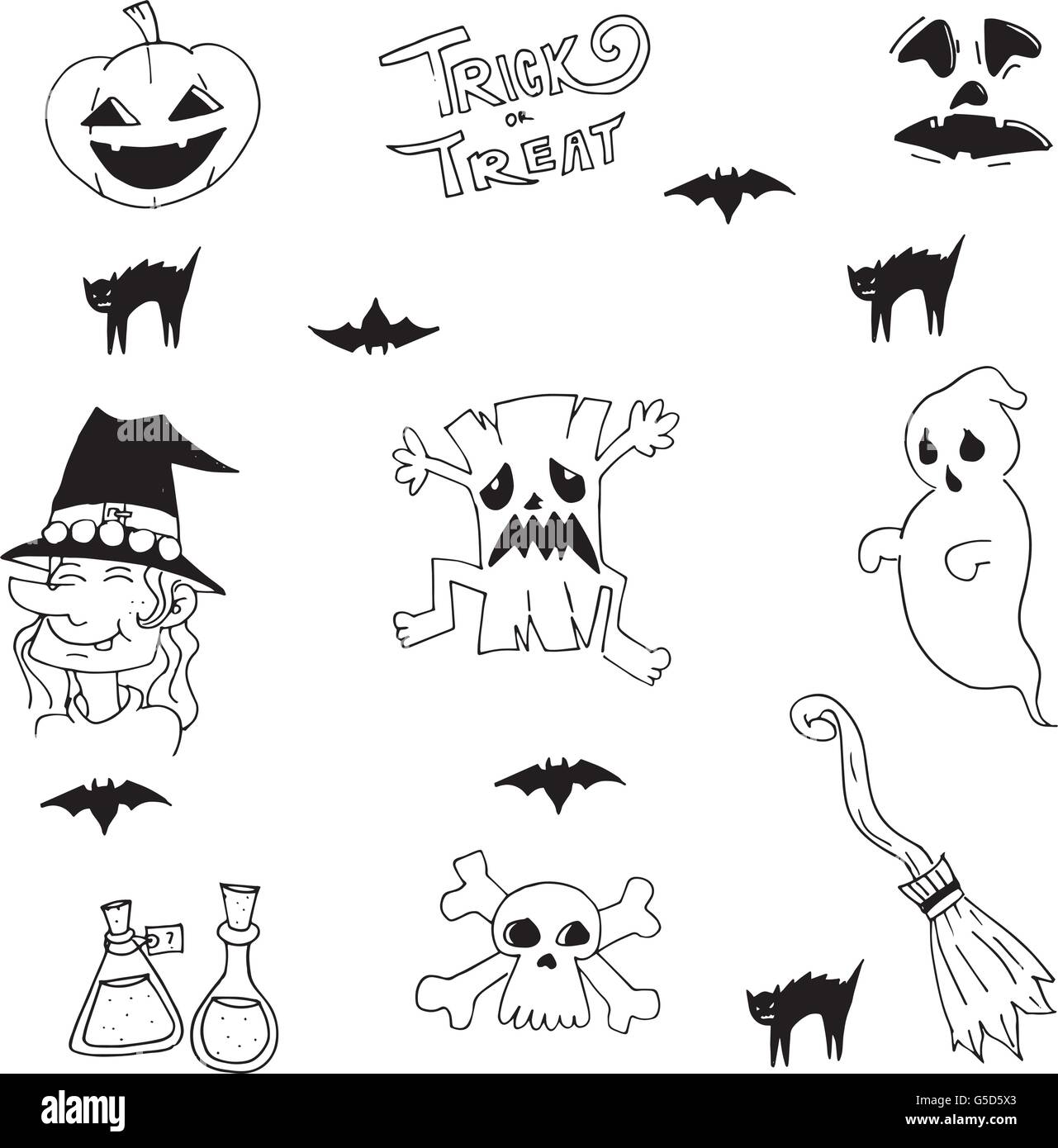 Halloween ghost doodle set Stock Vector Image & Art - Alamy