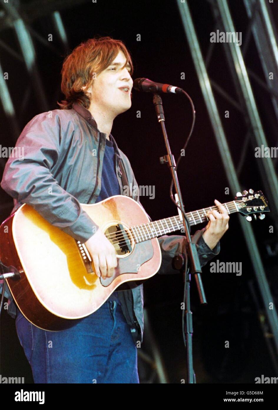 James Walsh from the band Starsailor performing on stage during the ...
