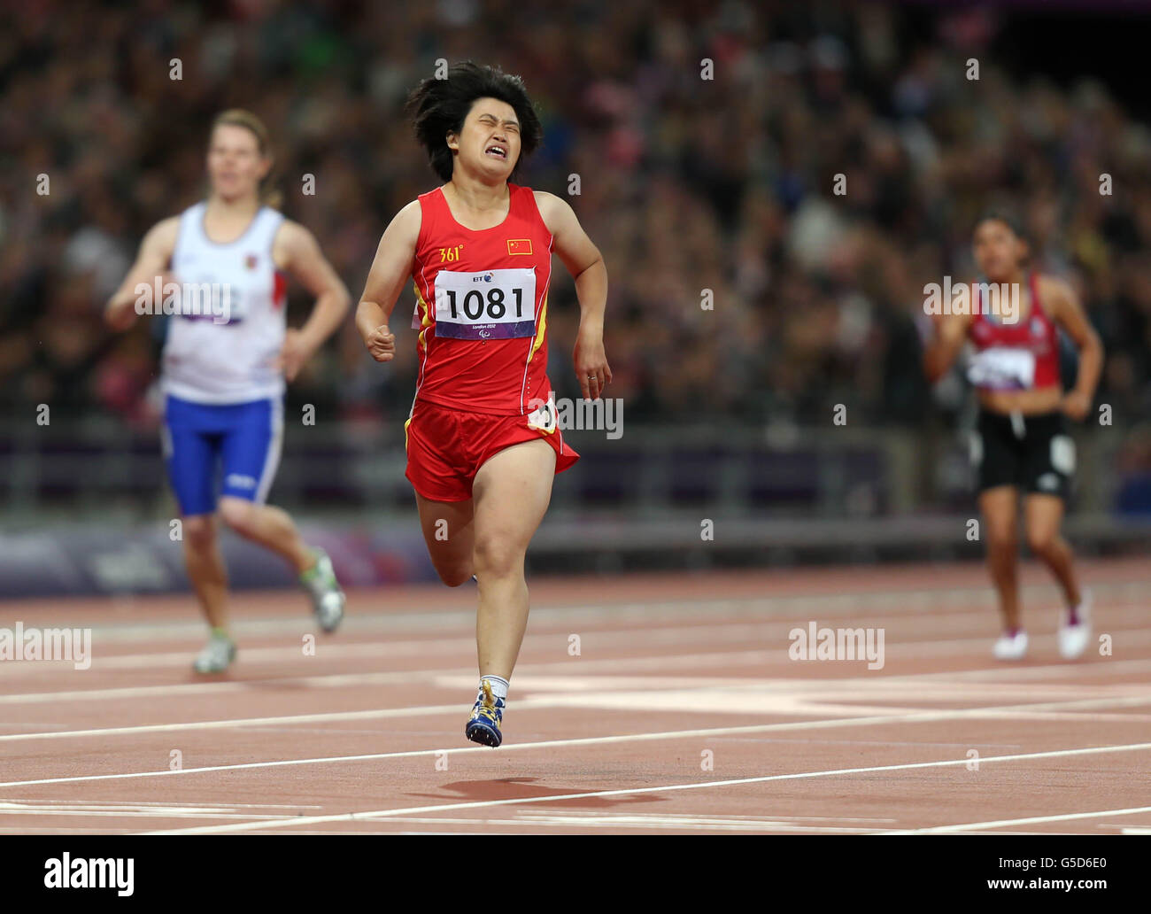 China's Ping Liu celebrates winning the Women's 200m T35 Final at the ...