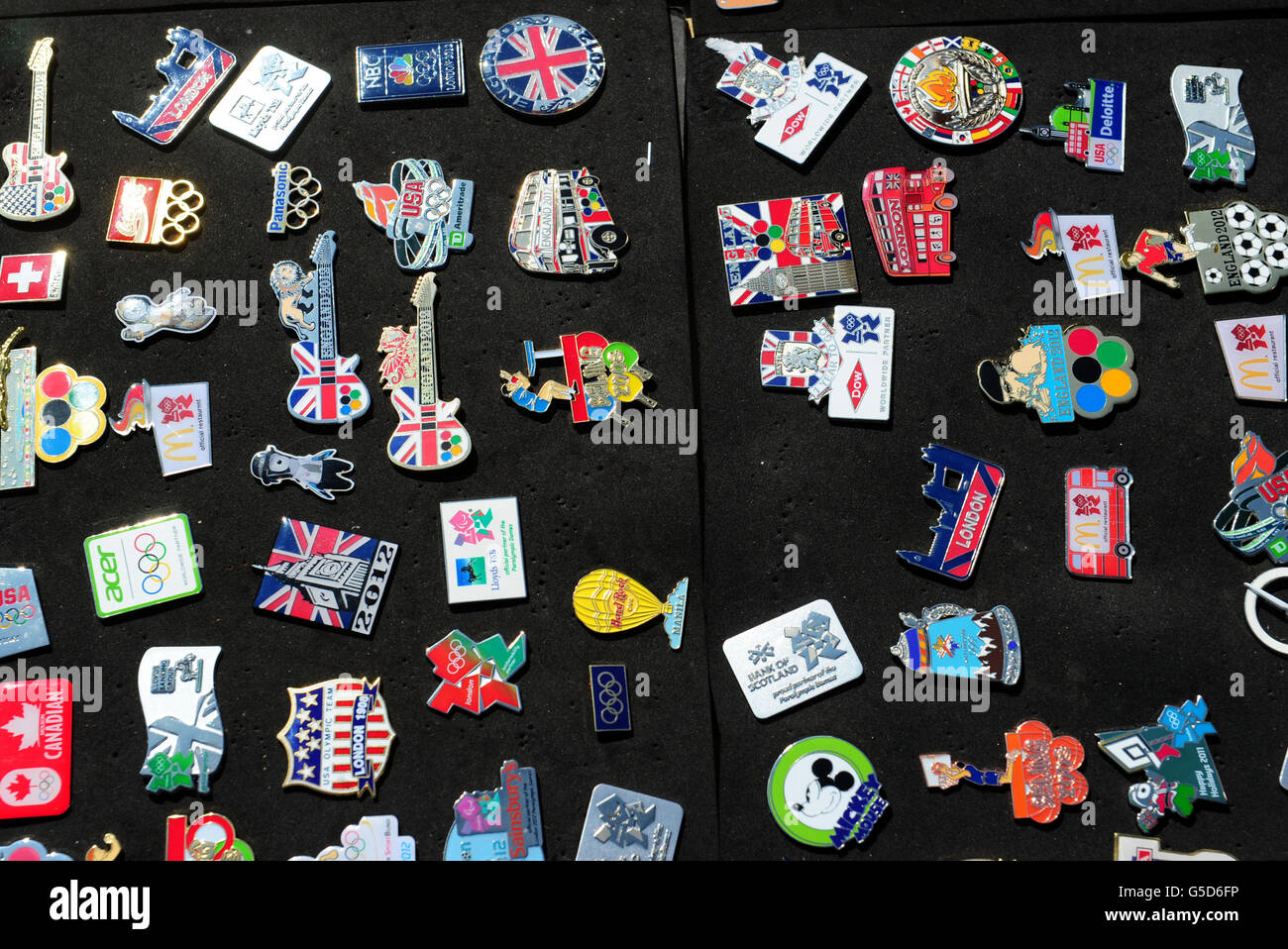 London Olympic Games - Day 13. Pin badges on display at the Olympic ...