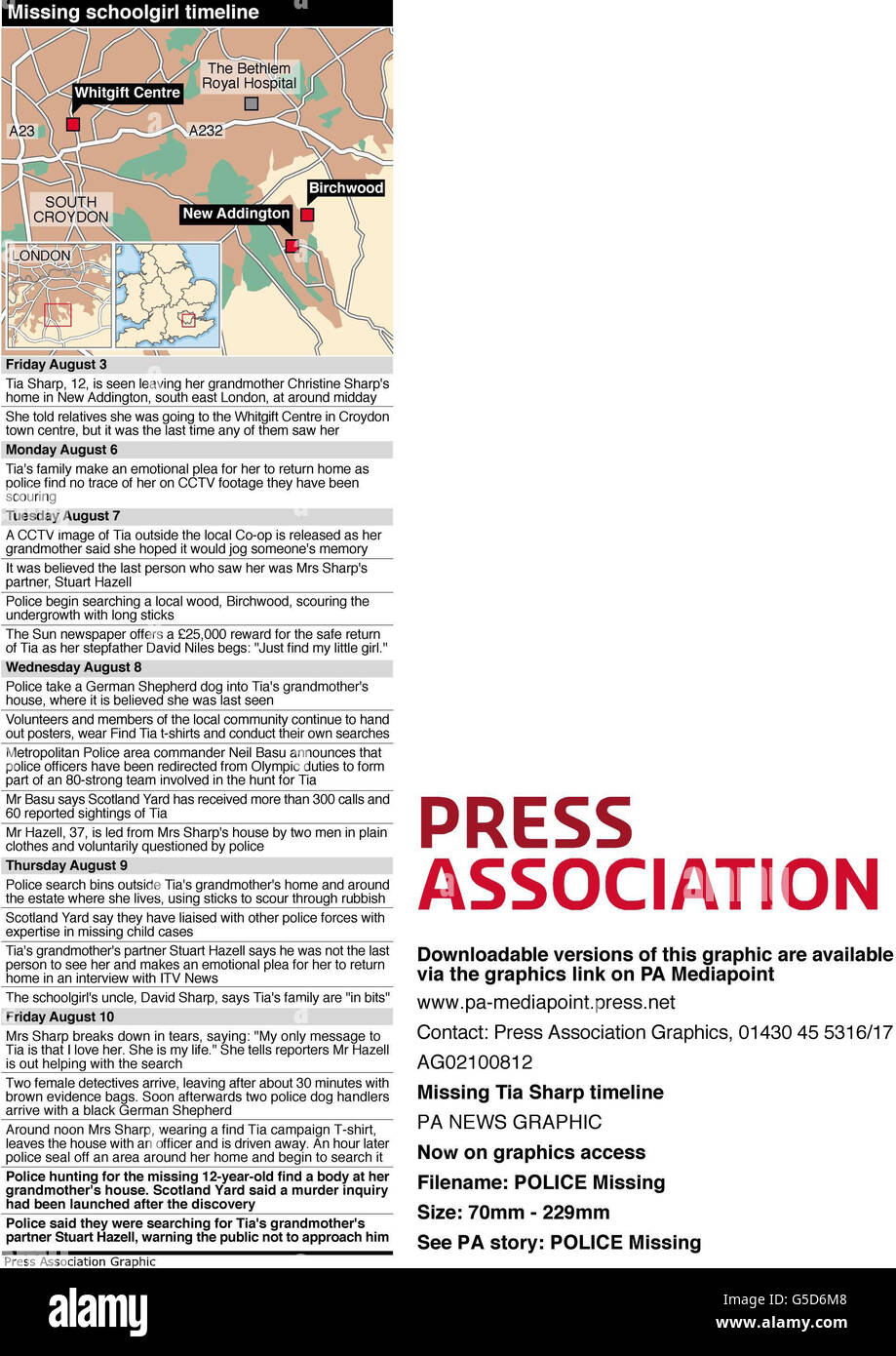 Missing Tia Sharp timeline, updated after discovery of a body Stock ...