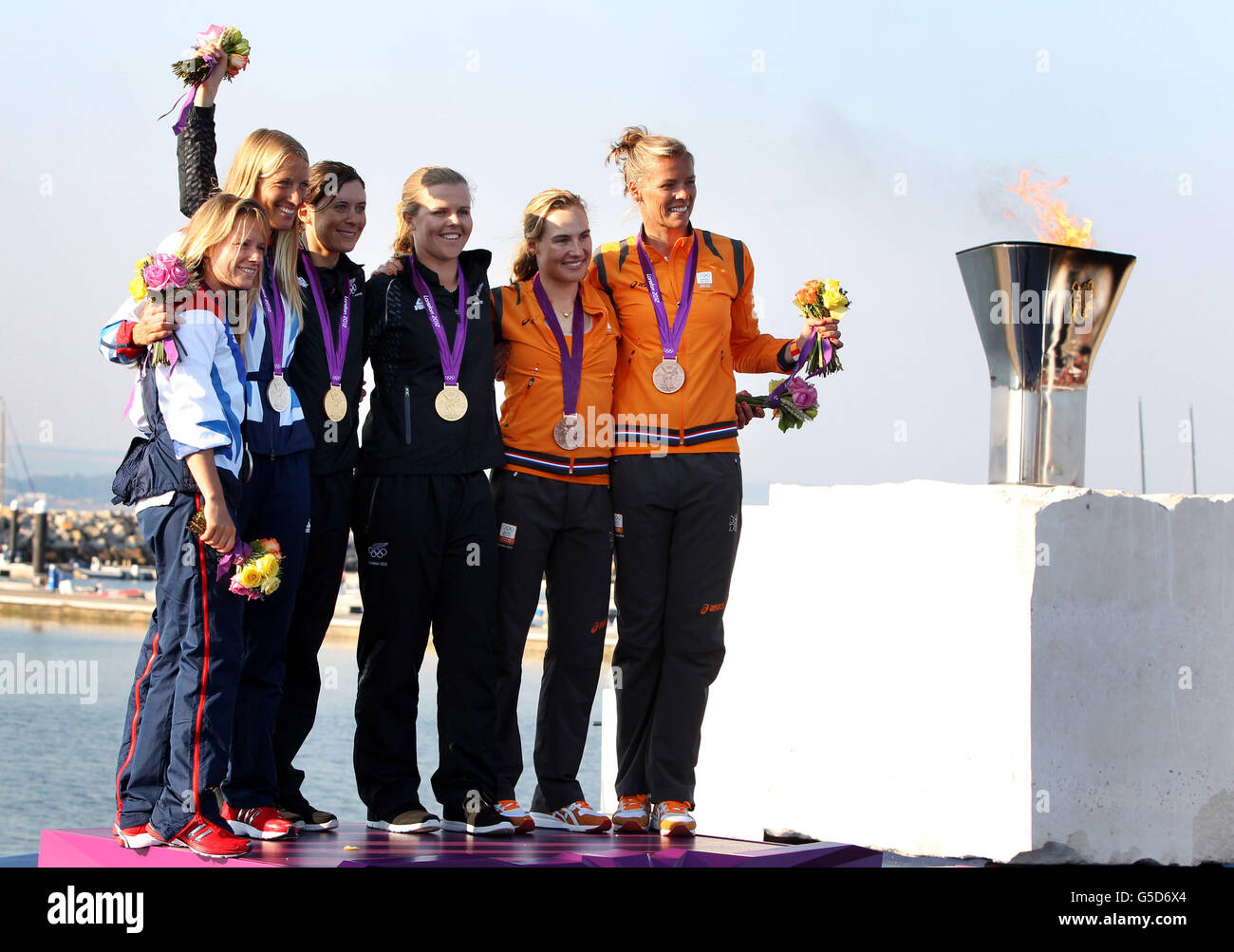 Olympic medal winners in the Women's 470 class during tonight's ...