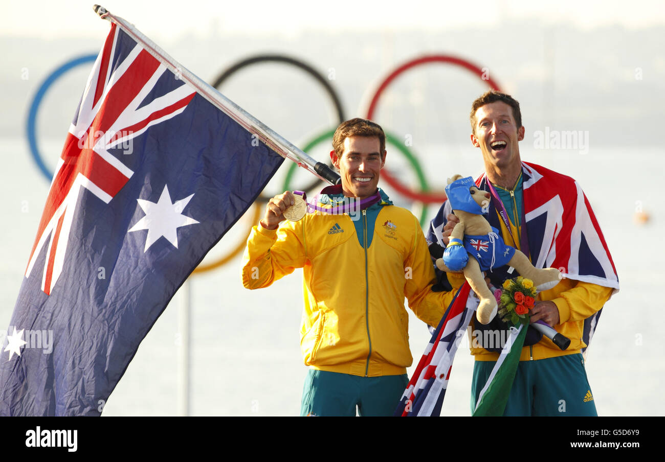 Gold medalists, Australia's Mathew Belcher and Malcolm Page (right ...