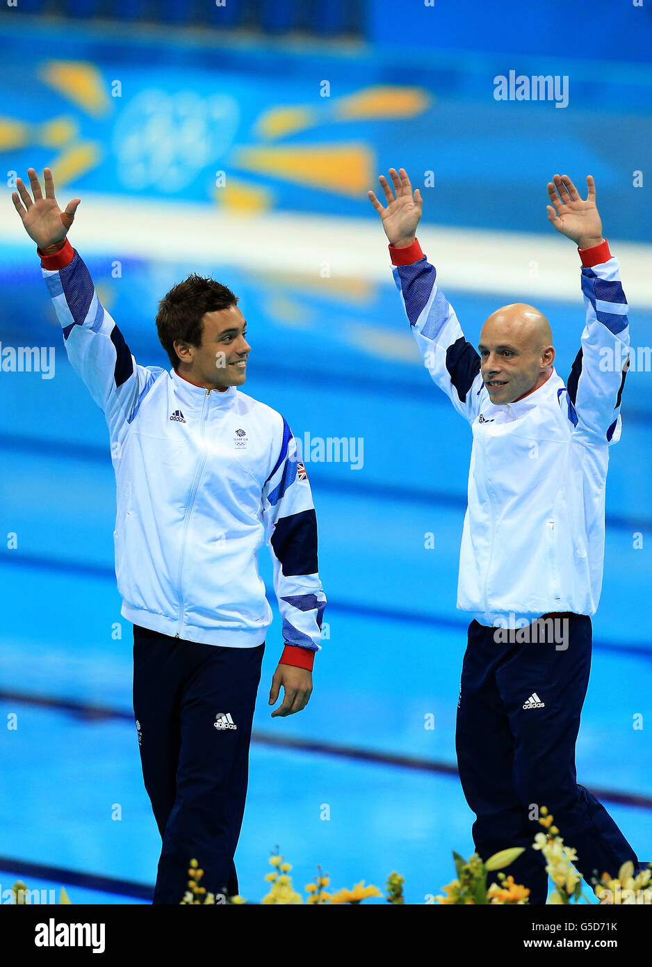 Great Britain's Tom Daley (left) and Peter Waterfield arrive for the ...