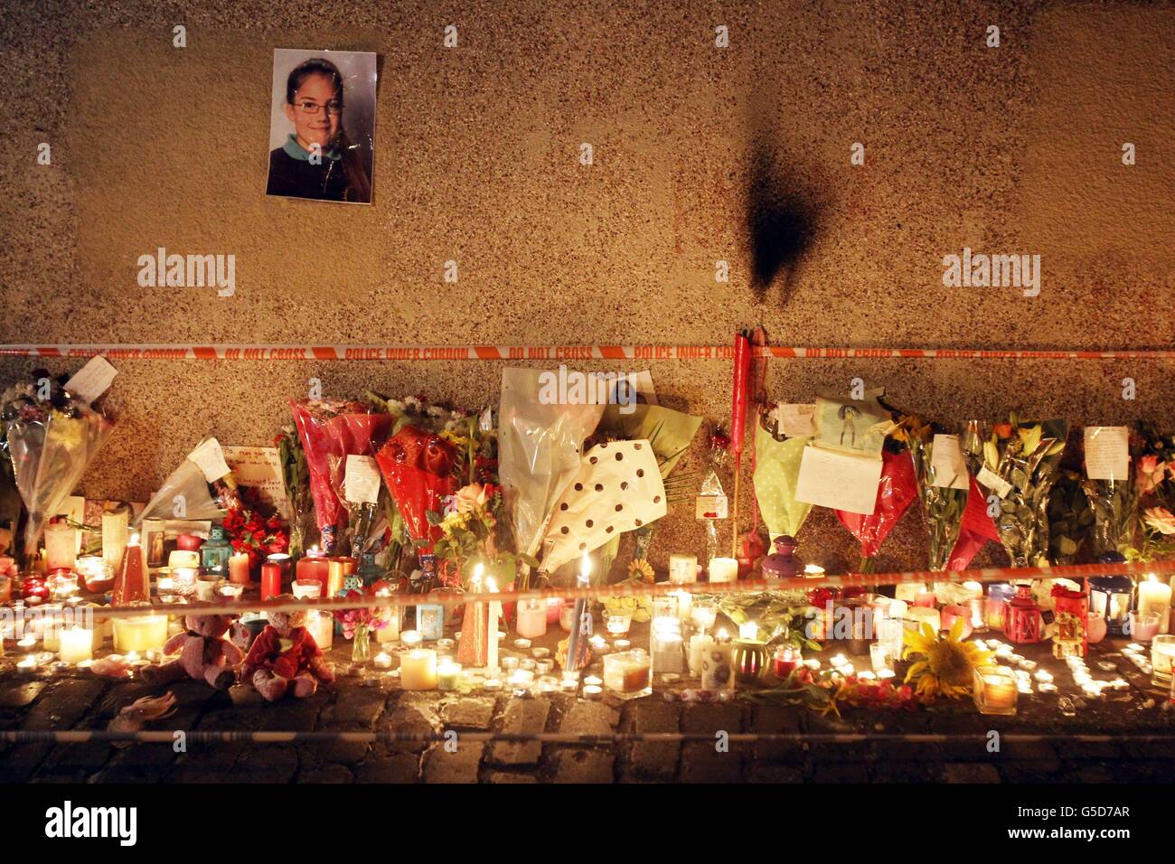 Tributes left for missing 12 year old tia sharp hi-res stock ...