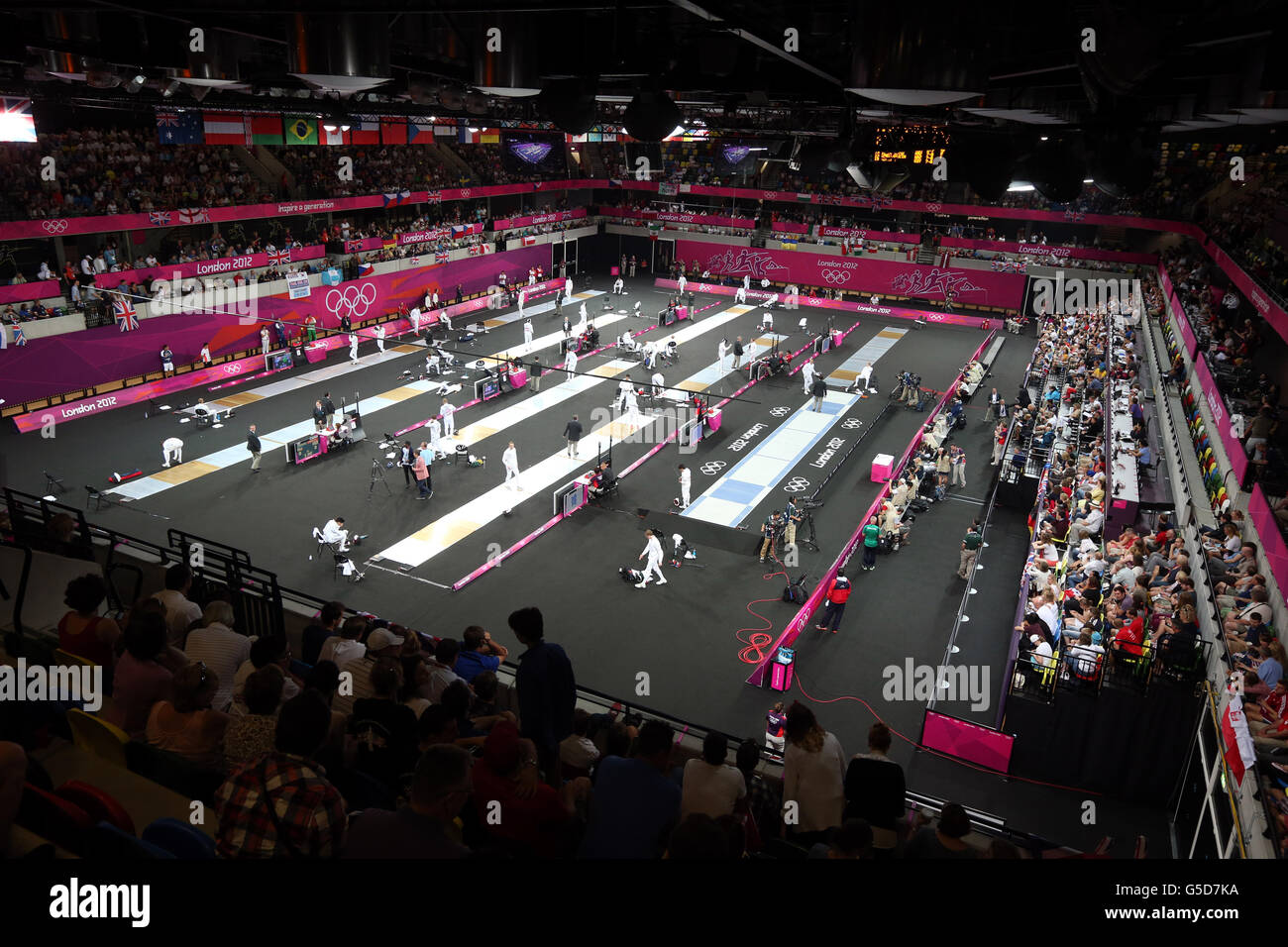 A general view of the fencing stage of the Modern Pentathlon at the ...