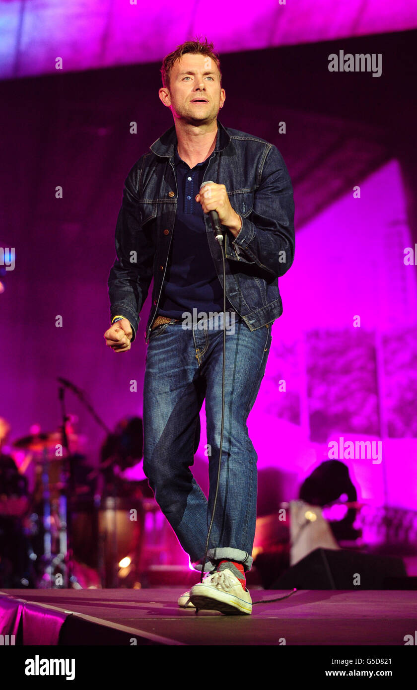 Blur perform on the main stage at BT London Live, a series of outdoor ...