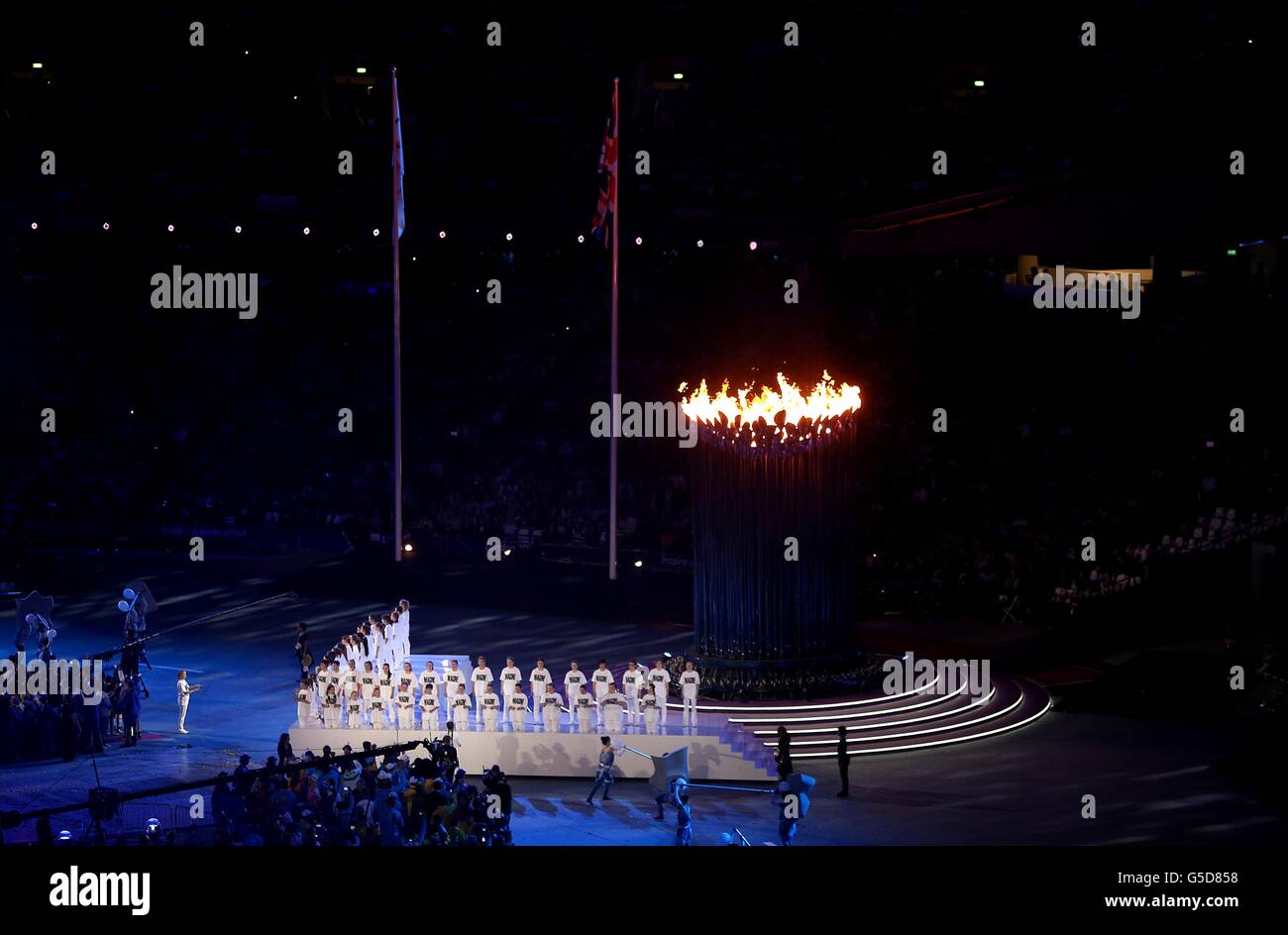 Performers during the London Olympic Games 2012 Closing Ceremony at the ...