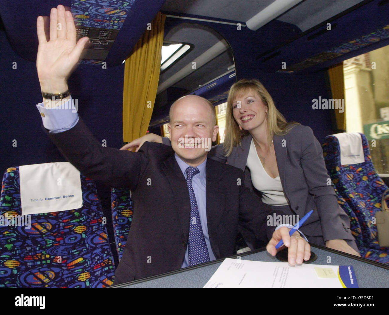 William and Ffion Hague in bus Stock Photo - Alamy