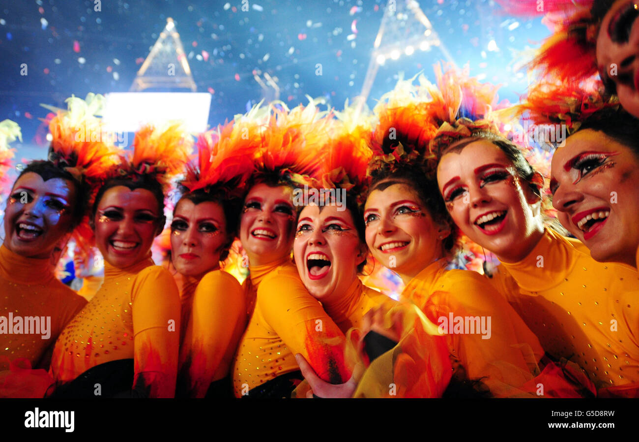 Performers during the Olympic Games Closing Ceremony at the Olympic ...