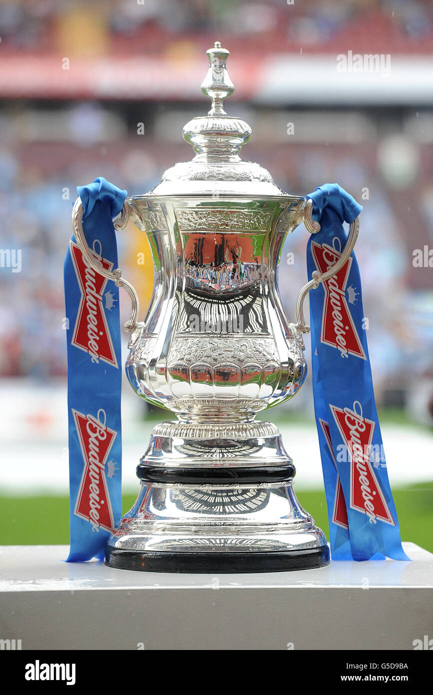 The fa cup trophy with budweiser ribbons adorning it hi-res stock ...