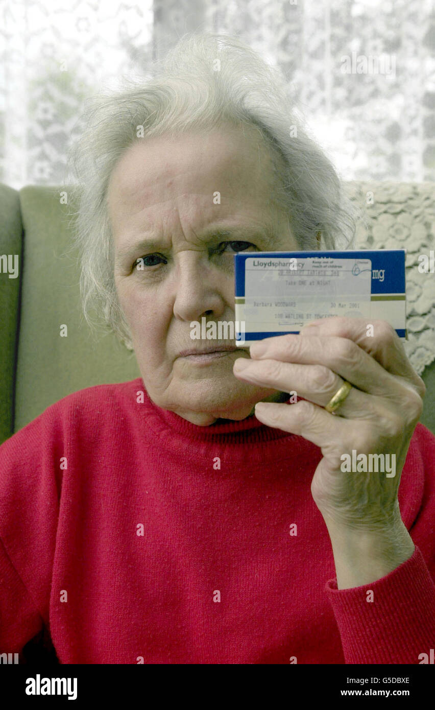 79-year-old Barbara Woodward holds her 'Aricept' drugs for Alzheimers ...