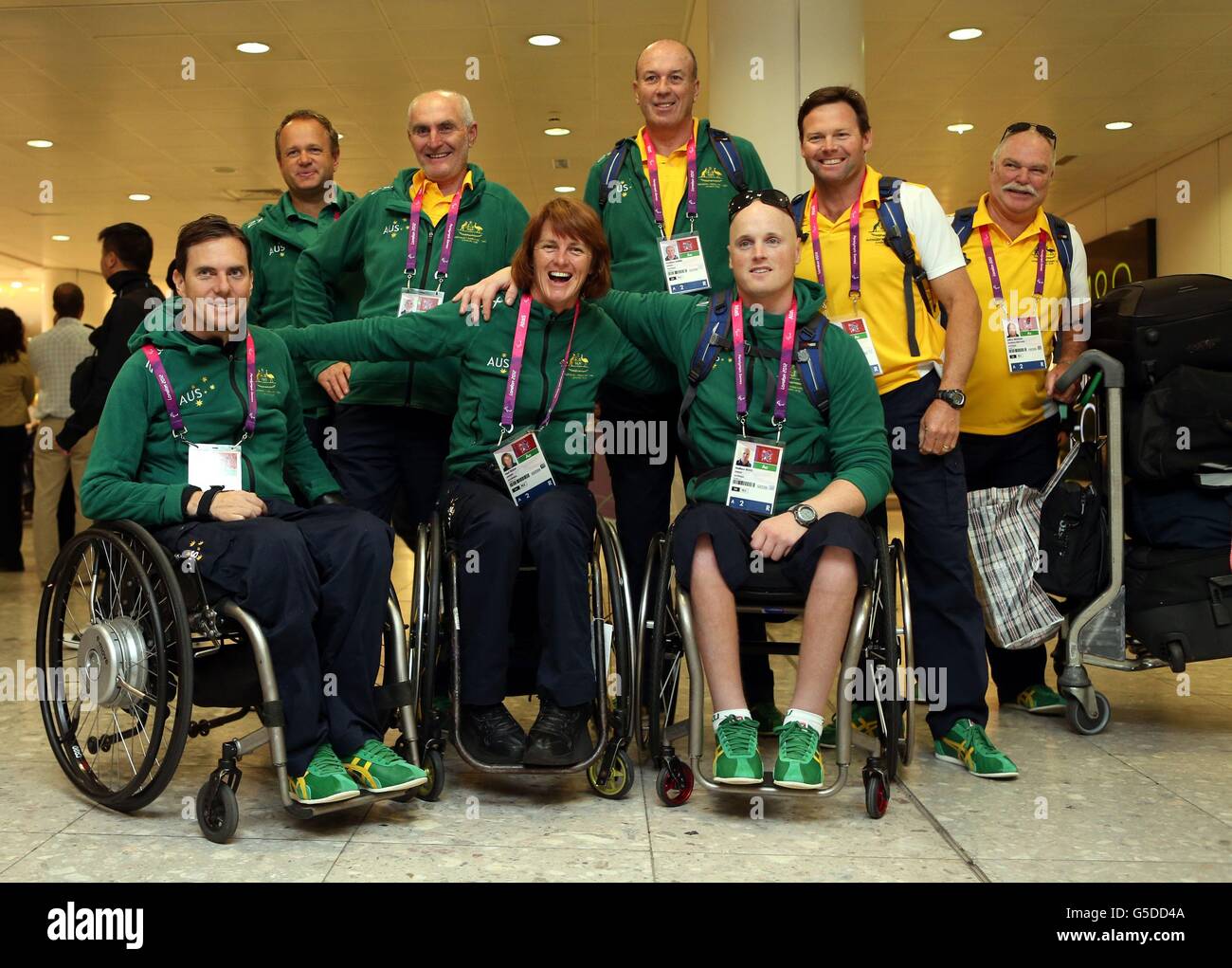 Members of the Australian Paralympic sailing team arrive at Terminal 1 ...