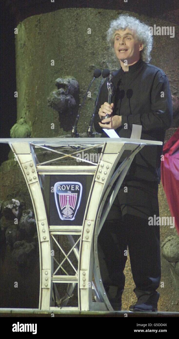 Sir Simon Rattle with his award for Ensemble/Orchestral Album of the ...
