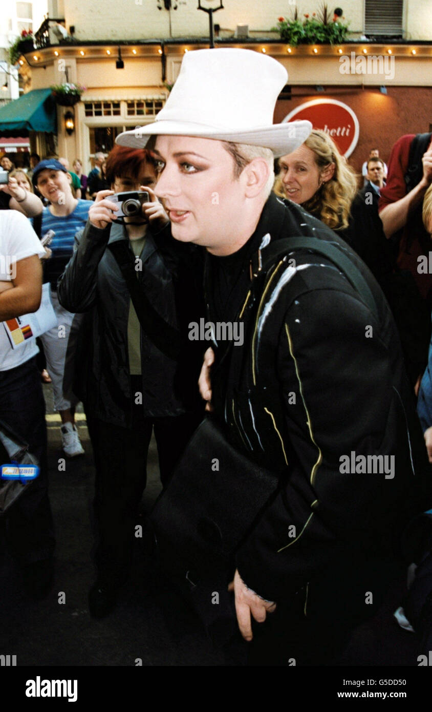 Boy George arrives at the premiere of the Pet Shop Boys musical 'Closer ...