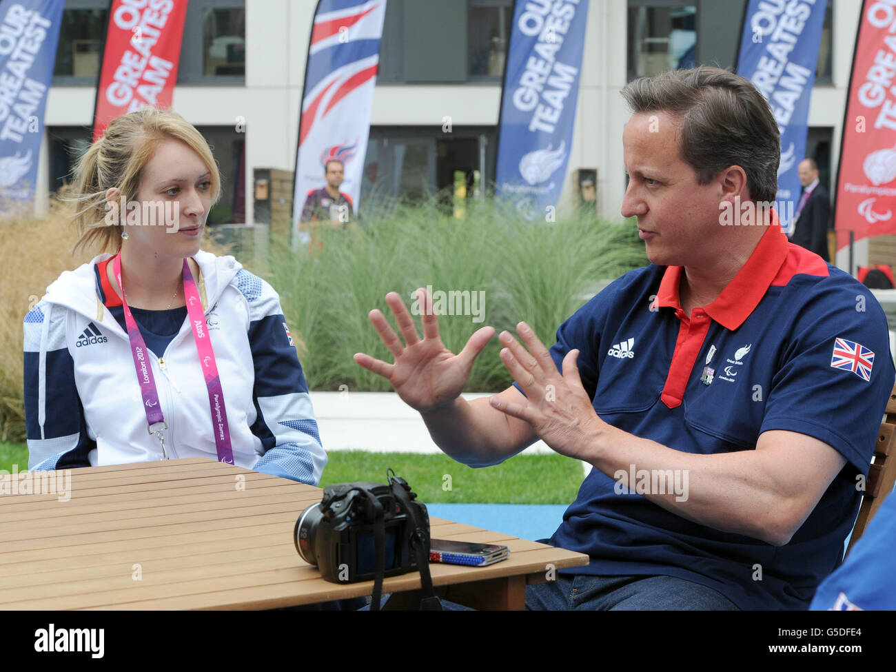 Paralympics - Cameron visits Olympic Park Stock Photo - Alamy