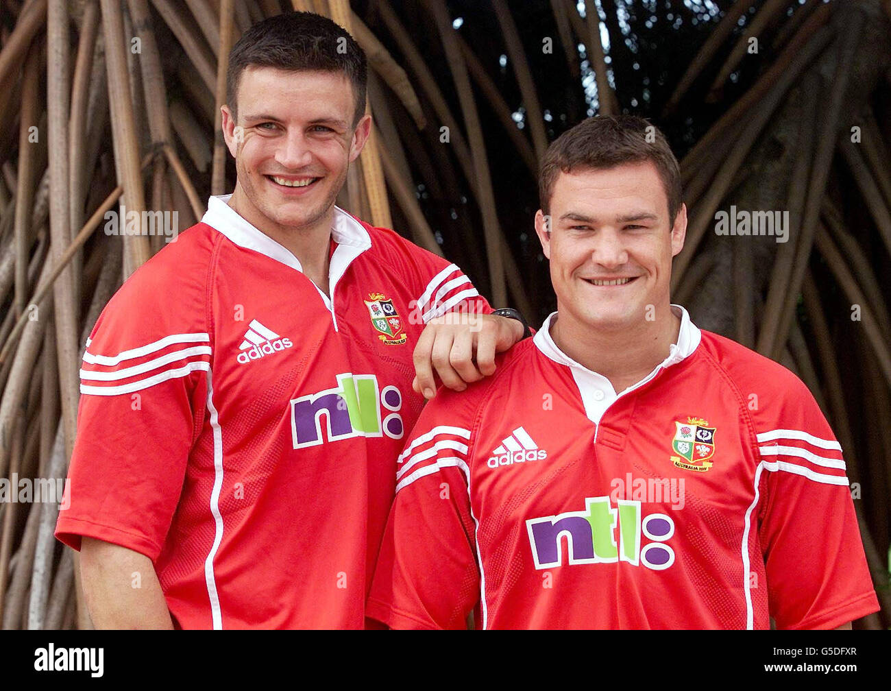 British Lions' Martin Corry (left) and Gordon Bulloch relaxing outside ...