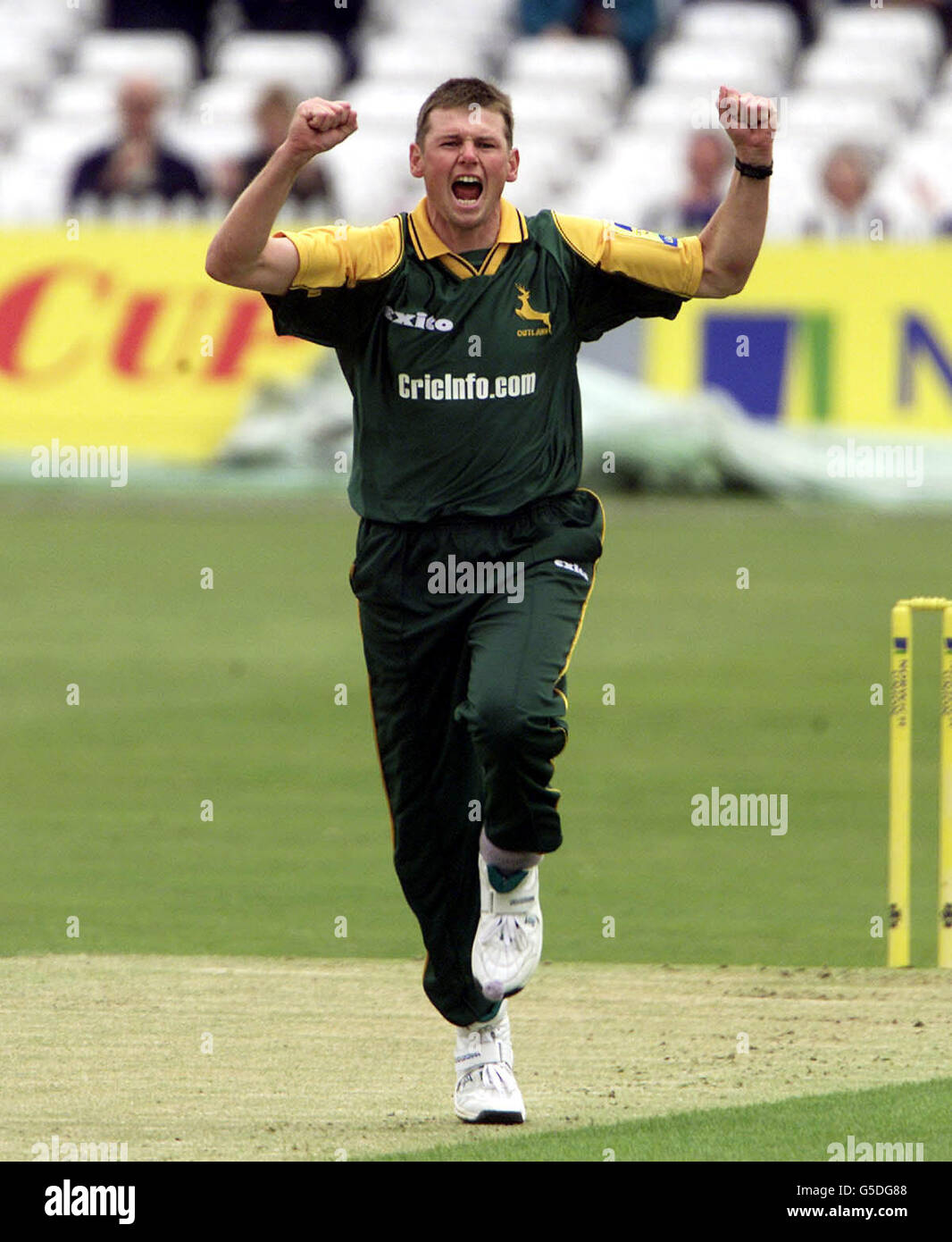Nottinghamshire's Andrew Harris celebrates the wicket of ...