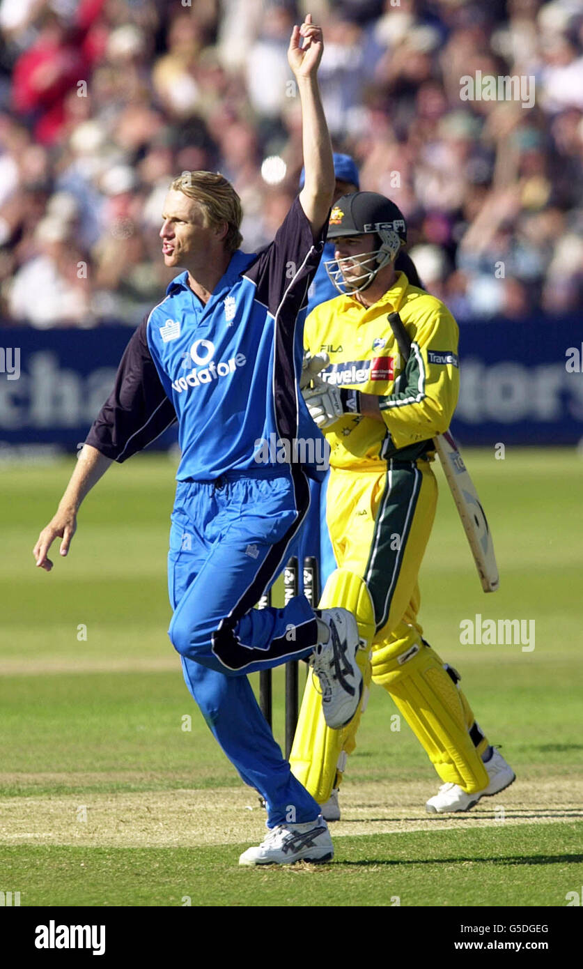 Celebrates the wicket of alan mullally hi-res stock photography and ...