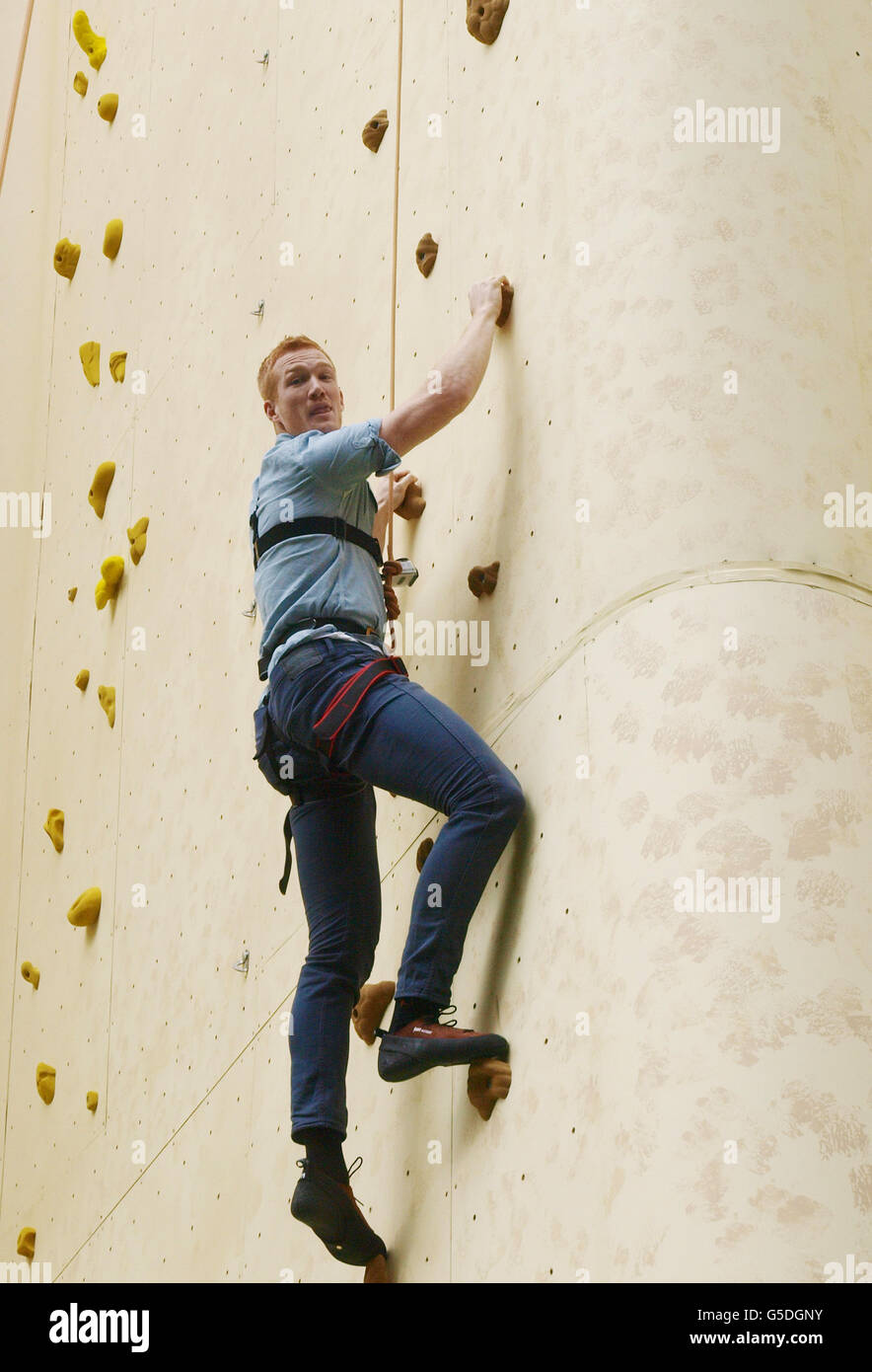 British Olympic long-jump gold medal winner Greg Rutherford climbing ...