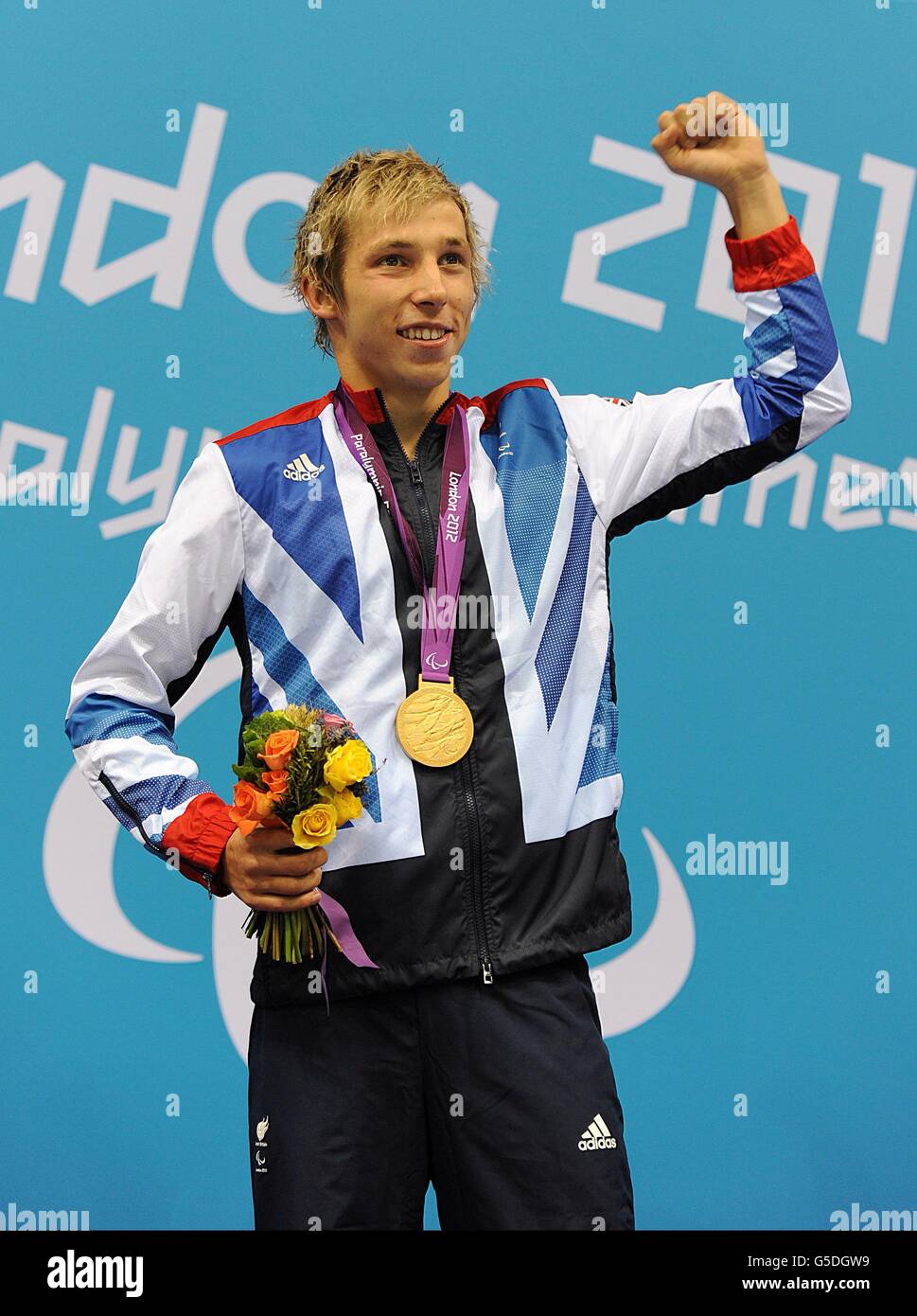 Great Britain's Jonathan Fox celebrates with his gold medal after ...
