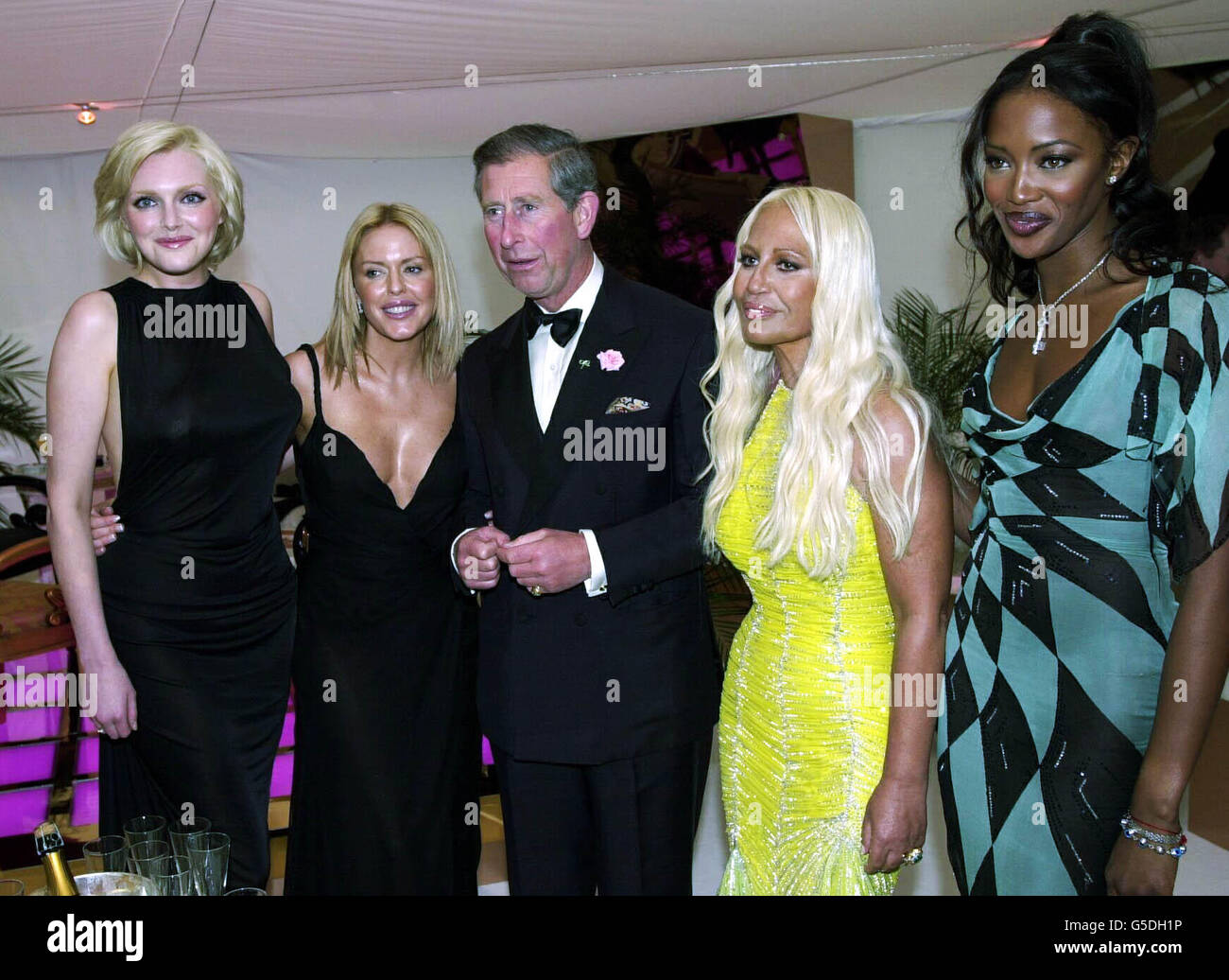 (L-R) Sophie Dahl, Patsy Kensit, the Prince of Wales, Donettela Versace ...