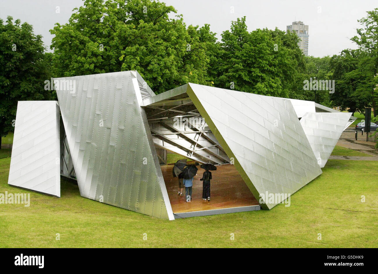 Visitors inside 'Eighteen Turns', a structure designed by ...