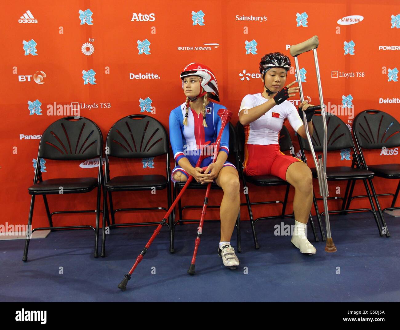 Czech Republic's Tereza Diepoldova and China's Sini Zeng (right) during ...