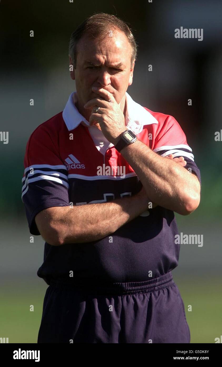 Lions head coach graham henry in thoughtful mood during training hi-res ...