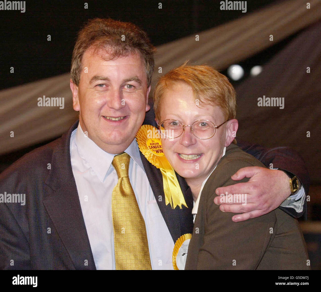 Liberal democrat adrian sanders with his wife alison hi-res stock ...