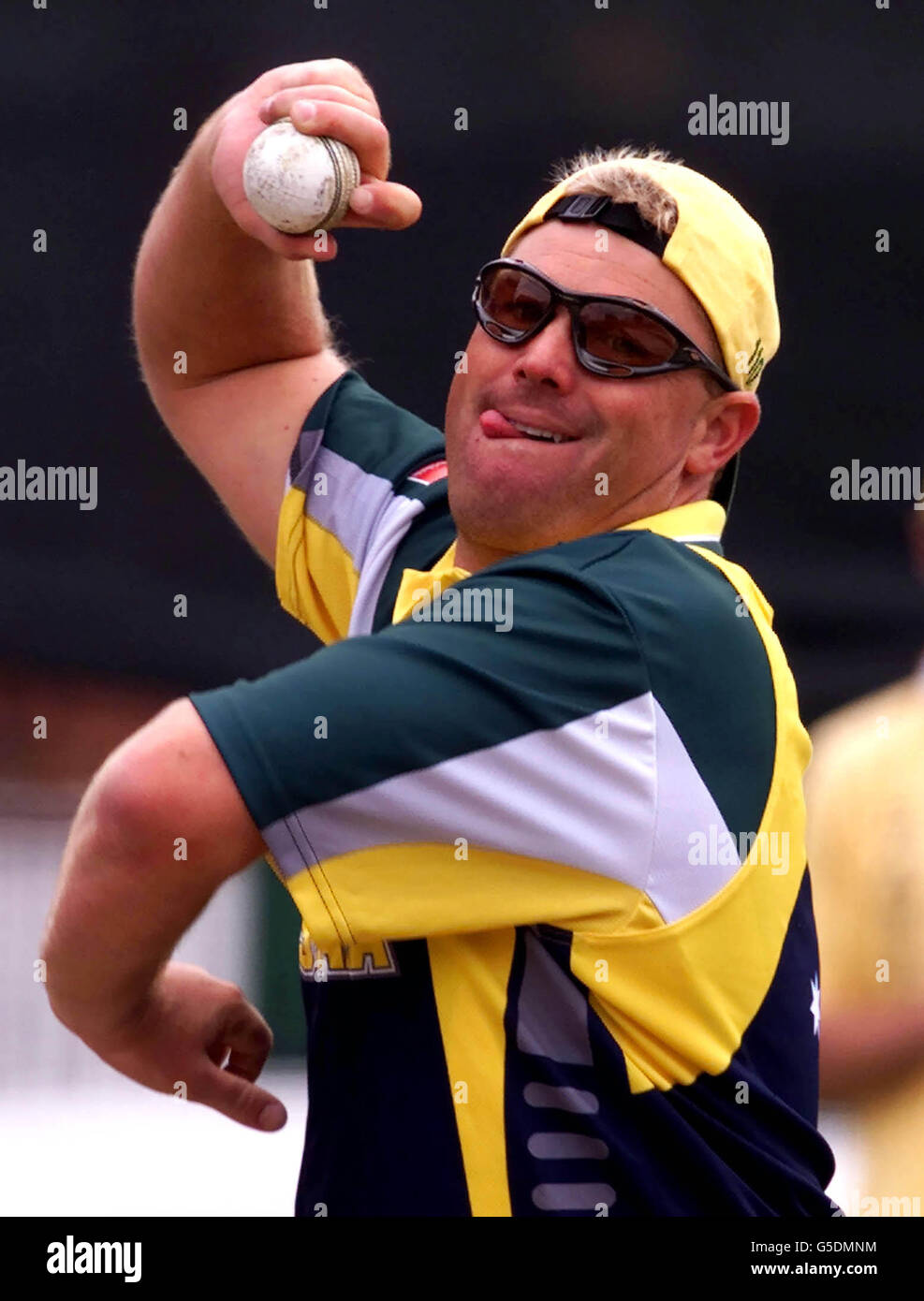 Australia's leg spinner Shane Warne practises in the nets at Old ...