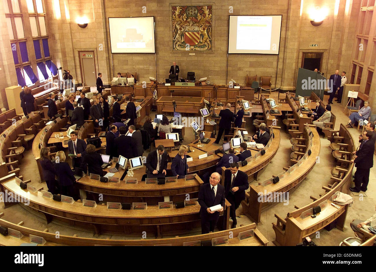 General view of the chamber inside Manchester Town Hall being used for ...