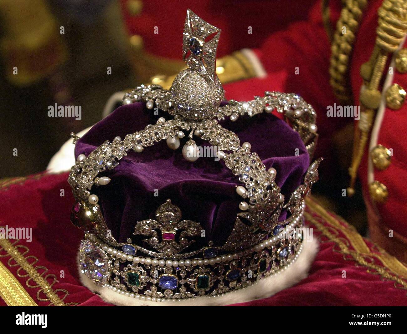 The Imperial State Crown arrives at the House of Lords prior to Britain ...