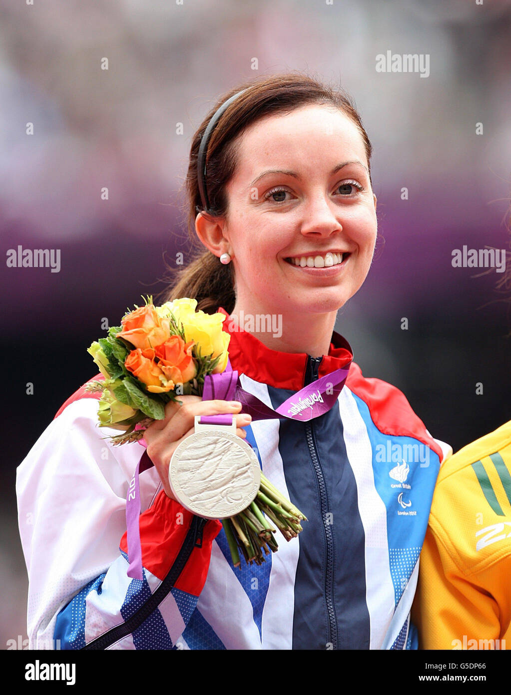London Paralympic Games - Day 4. Great Britain's Stef Reid receives her ...