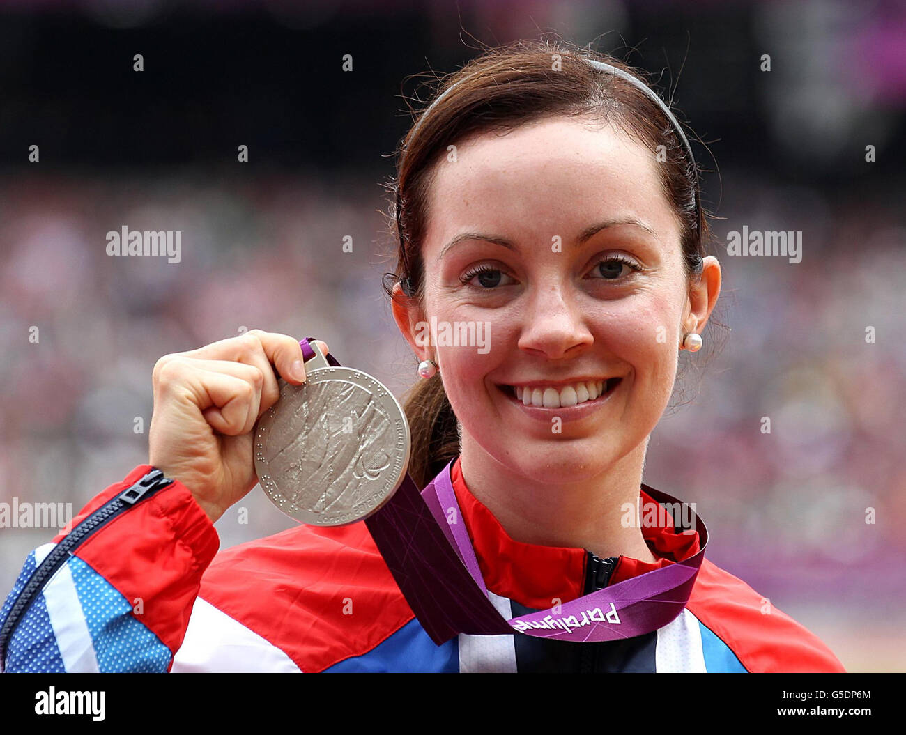 Great Britain's Stef Reid receives her Silver medal for the Women's ...