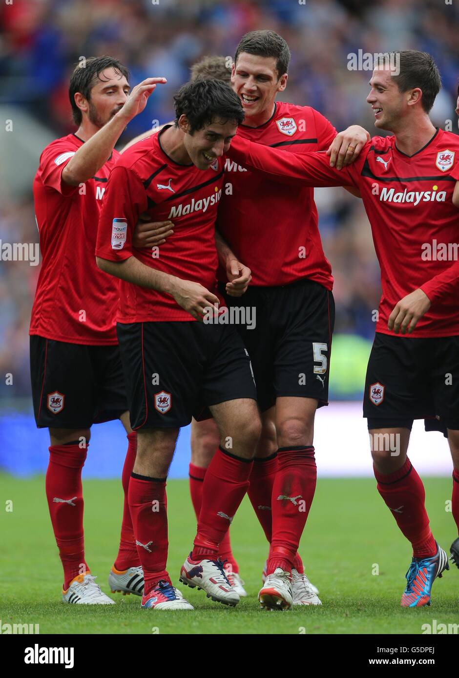 Cardiff City's Peter Whittingham celebrates scoring his third goal with ...
