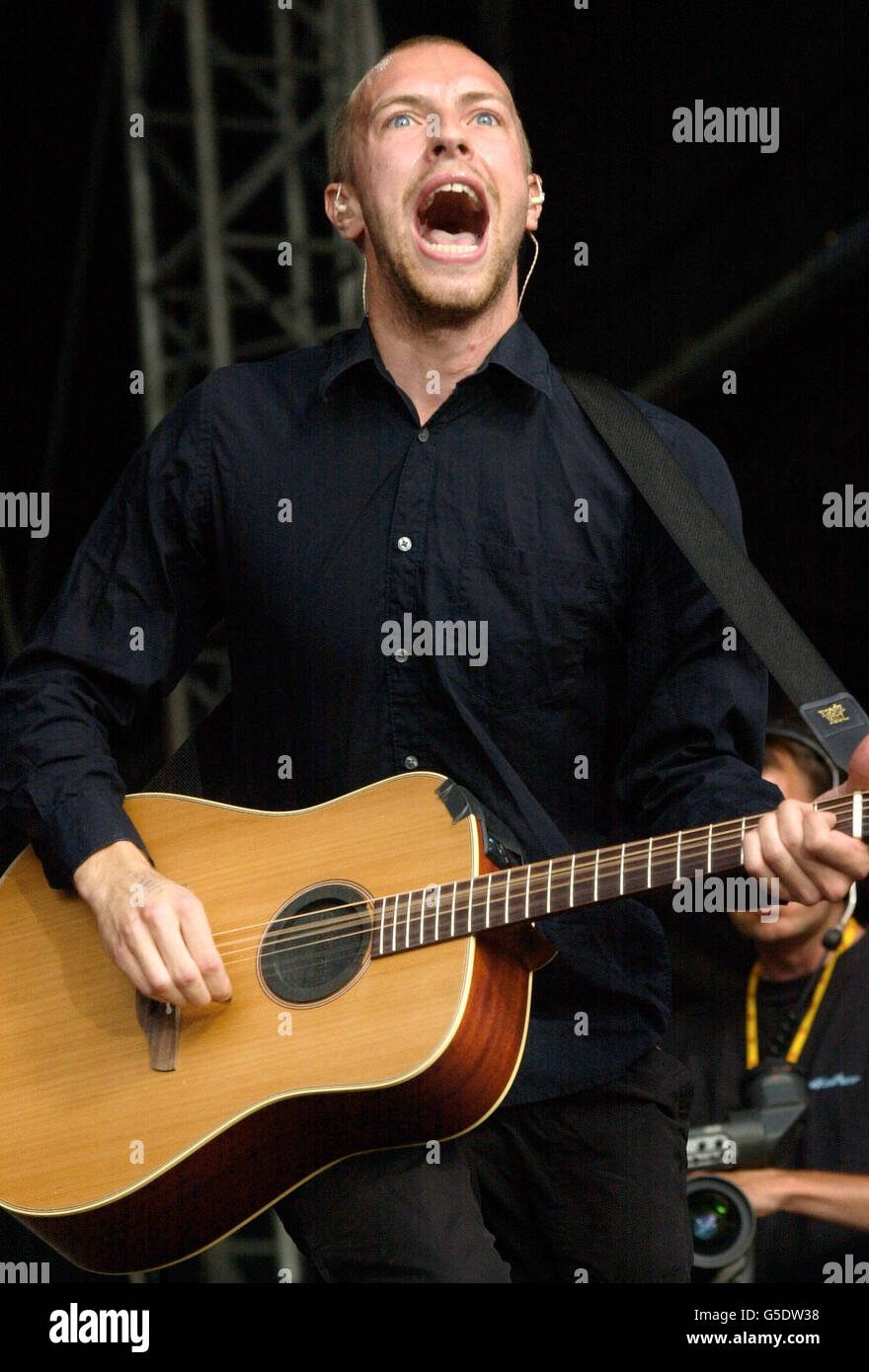 Chris Martin, lead singer of the band Coldplay, performs at the T in ...