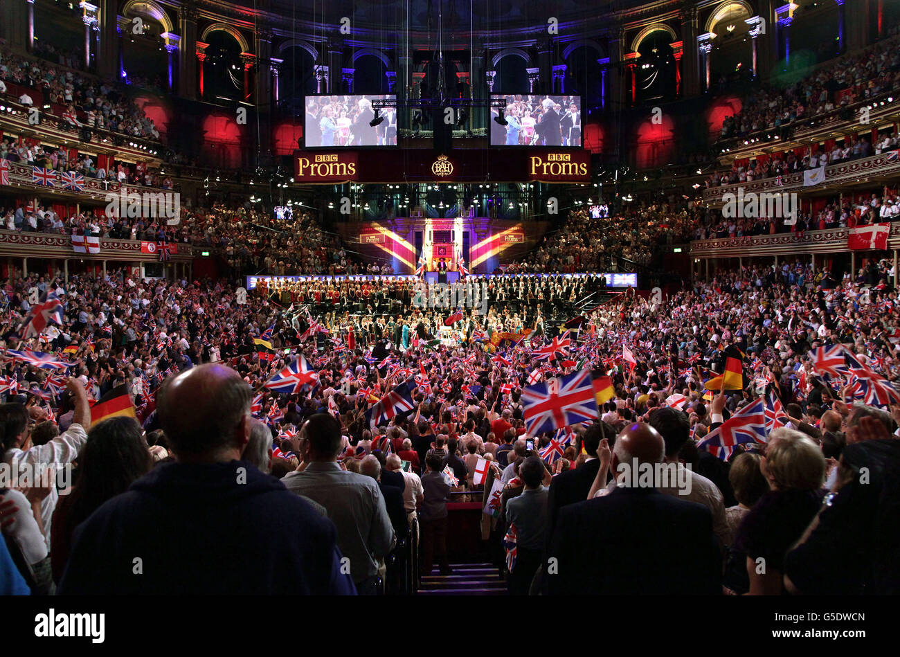 The audience waving flags during the finale of the BBC Last Night Of ...