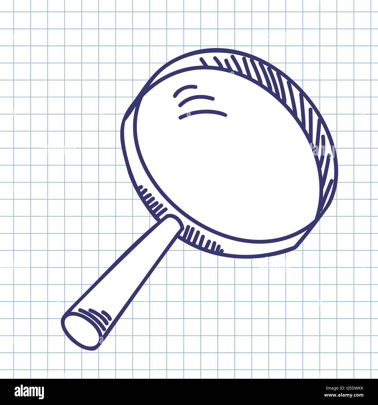 Magnifier glass. Doodle sketch on checkered paper background. Vector ...