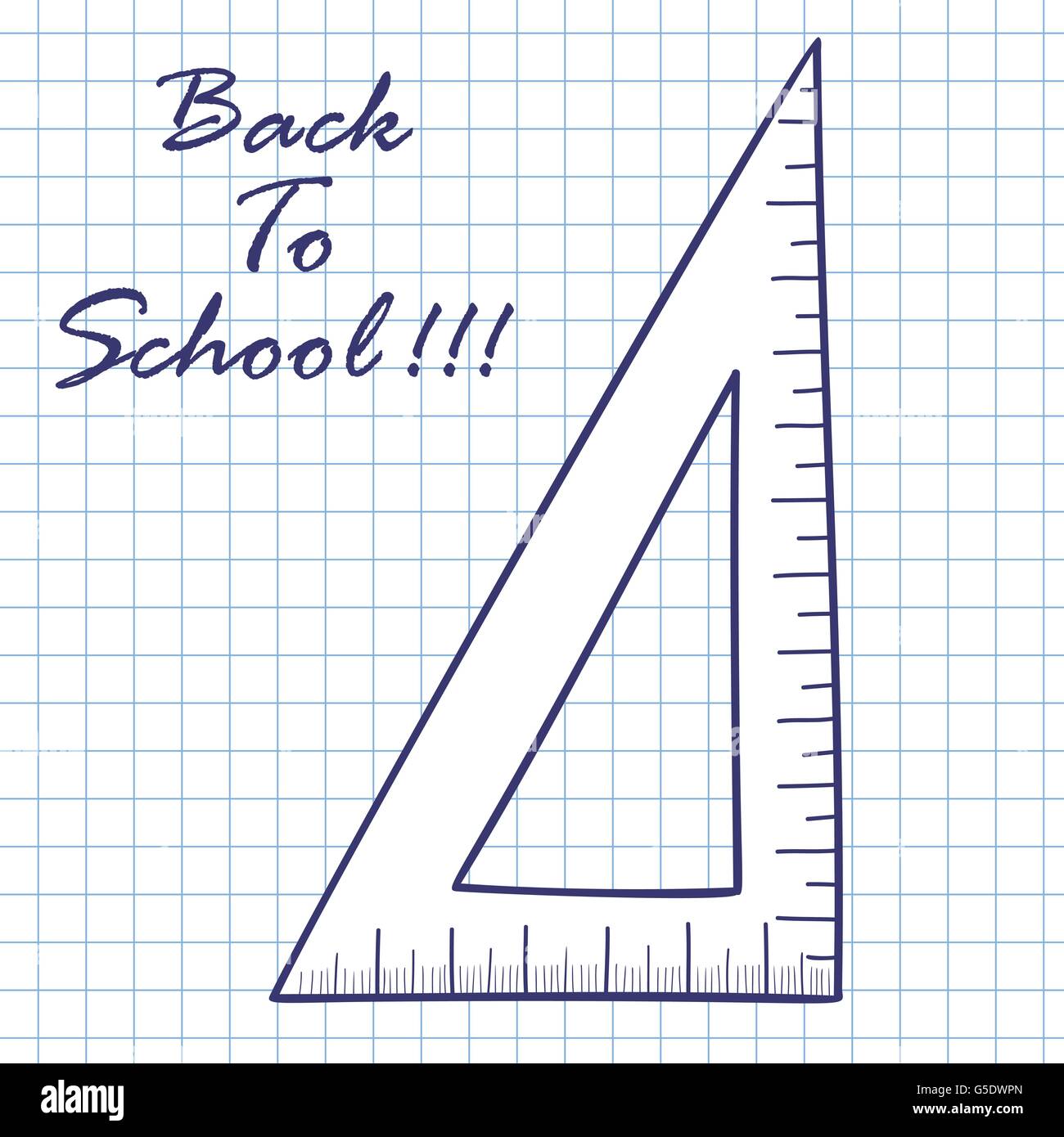 Triangle scale. Doodle sketch on checkered paper background. Vector ...