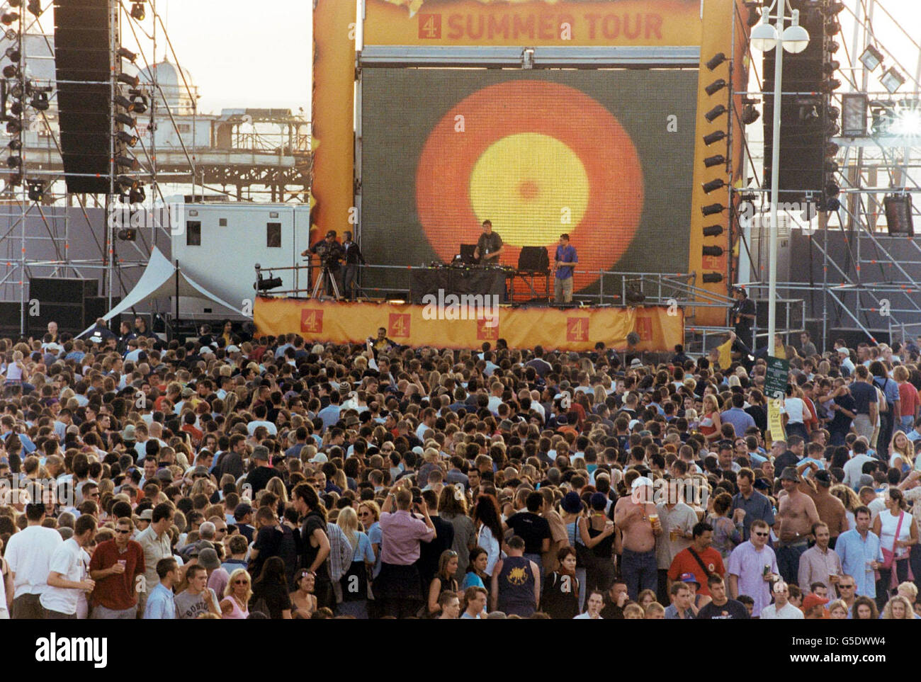 Crowds gather on Brighton Beach for a free music concert, featuring the ...