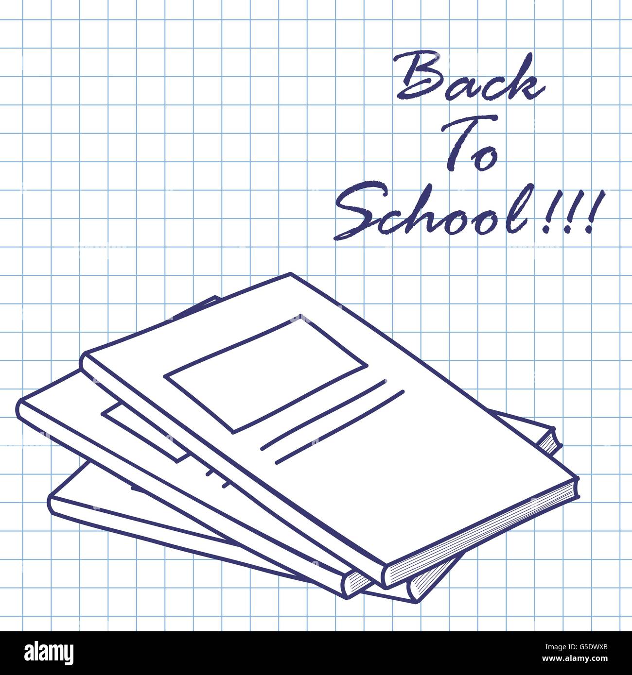 Exercise book. Doodle sketch on checkered paper background. Vector ...