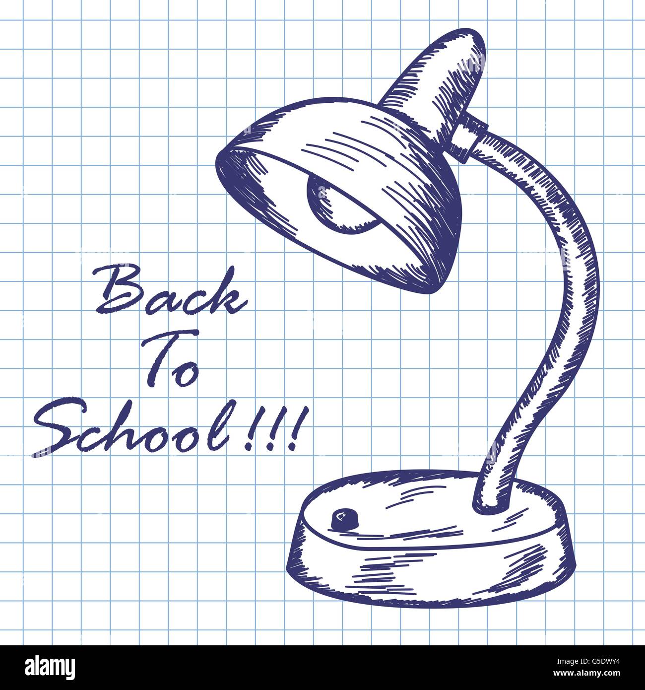 Table lamp. Doodle sketch on checkered paper background. Vector ...