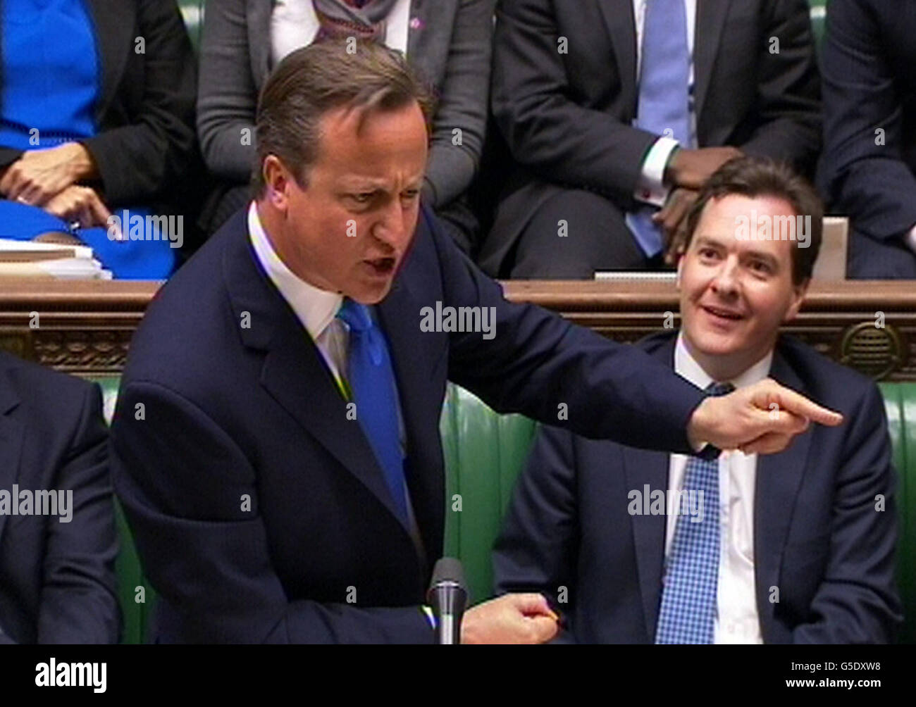 Prime Minister David Cameron speaks during Prime Minister's Questions ...