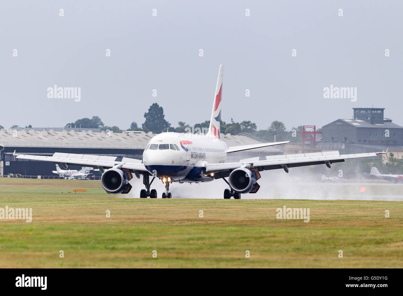 British Airways Airbus A318-112 aircraft arriving for static display at ...