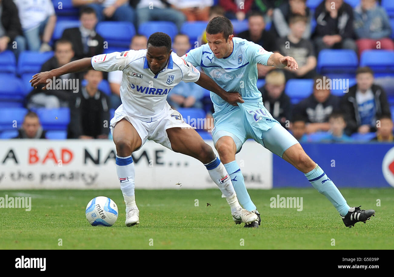 Coventry citys richard wood and tranmere rovers jean louis akpa akpro ...